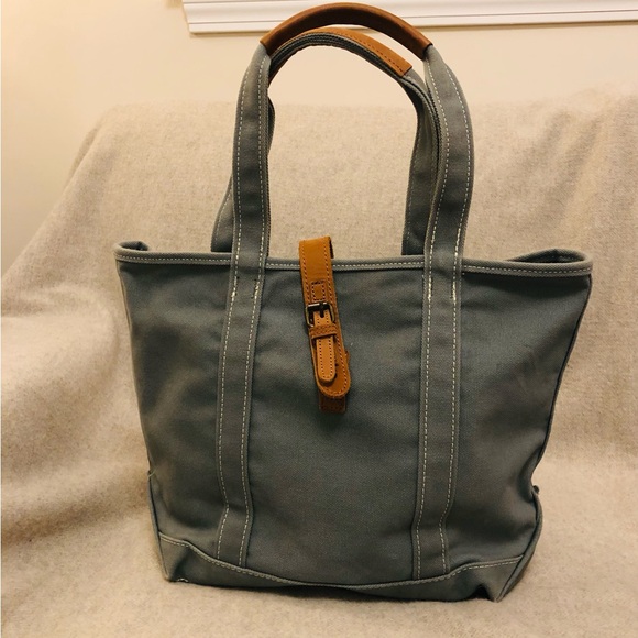 L.L. Bean | Bags | Ll Bean Canvas Tote Bag Wleather Trim In The Color ...